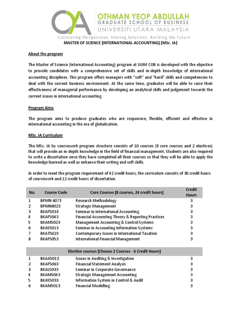 Master of Science (International Accounting) (Msc. Ia) About The ...