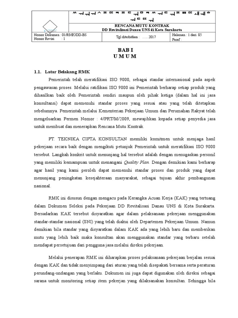 RMK DD Revitalisasi Danau UNS | PDF