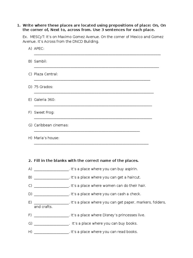 Giving Directions Practice. | PDF