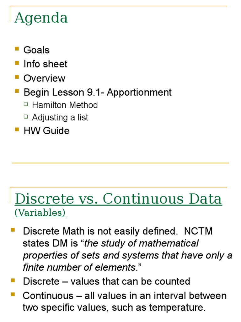 Discrete Math Apportionment Guide Pdf Apportionment Politics