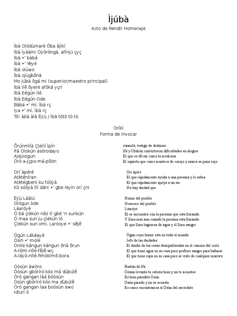 Ìjúbà | PDF | Mitología | Deidades