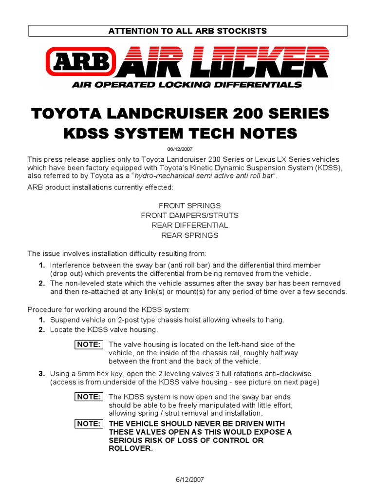 LC 200 Series Kdss Leveling | PDF | Axle | Automobiles