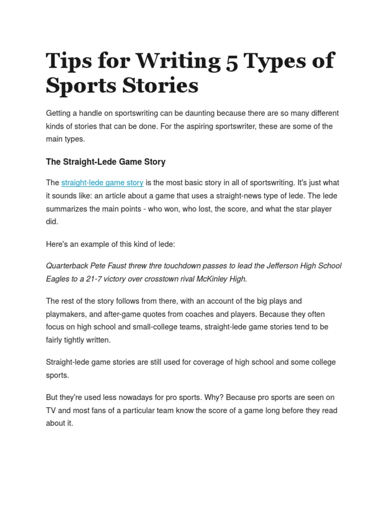 Tips For Writing 5 Types of Sports Stories | PDF | Philadelphia Eagles ...