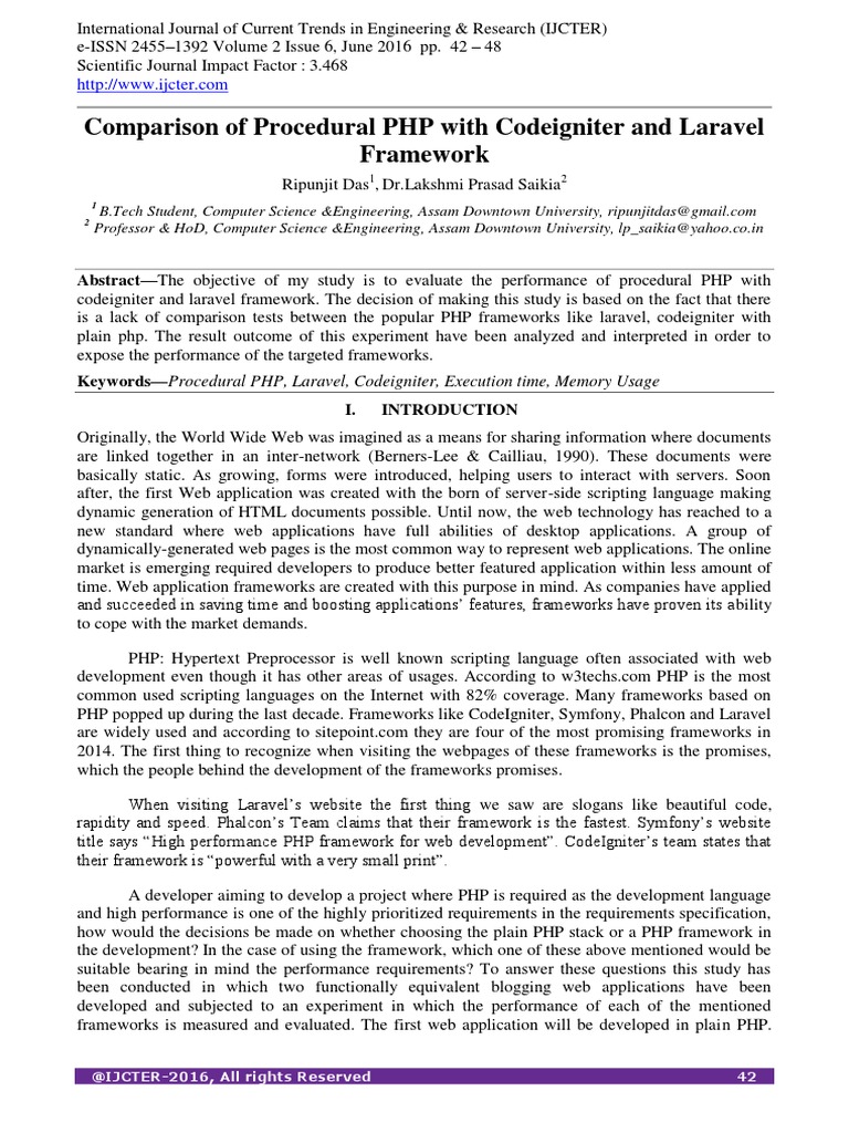 Codeigniter Vs Laravel Framework | PDF | Php | Web Application