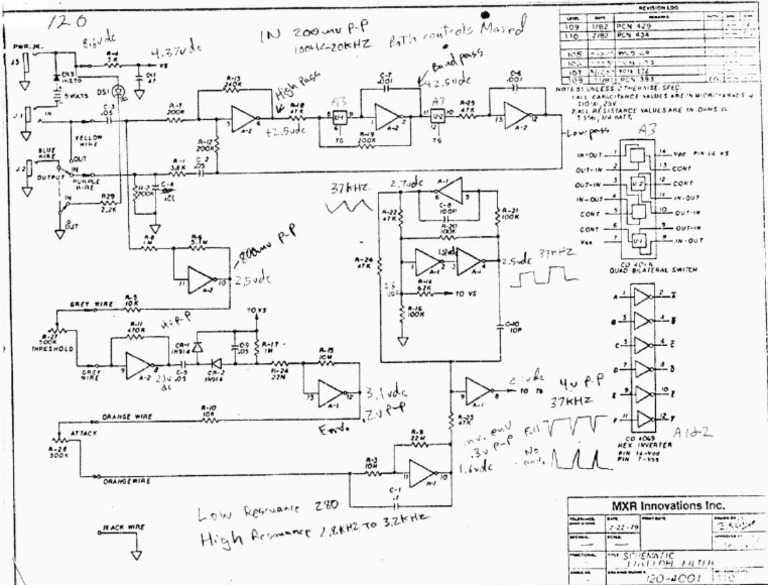 MXR Envelope Filter Pedal Schematic | PDF