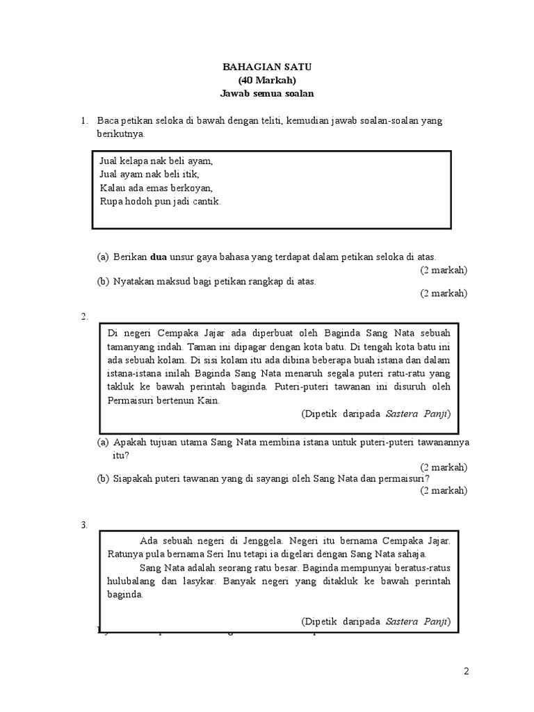 Soalan Sastera | PDF