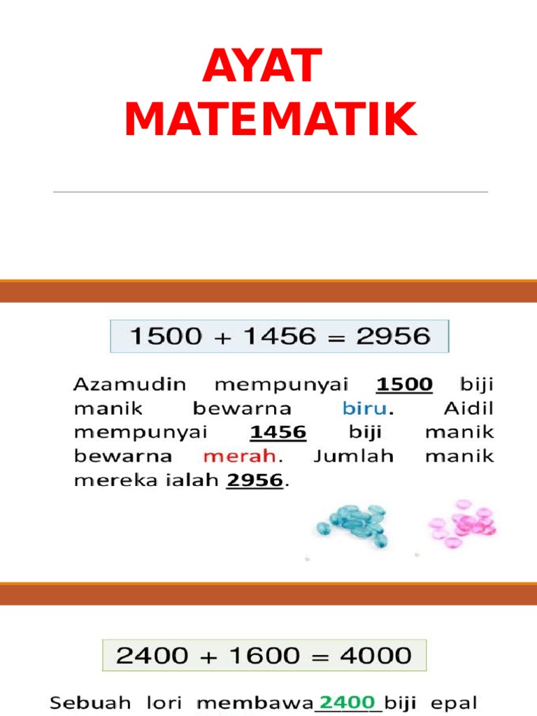Ayat Matematik Tahun 3 | PDF