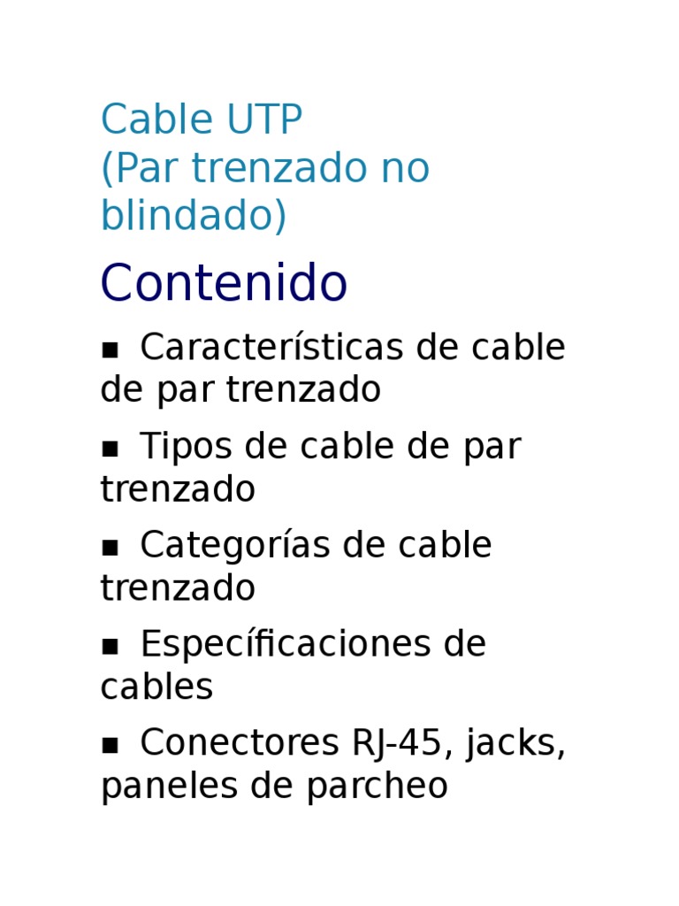 Cable UTP | PDF | Ingeniería en telecomunicaciones | Ingenieria Eléctrica
