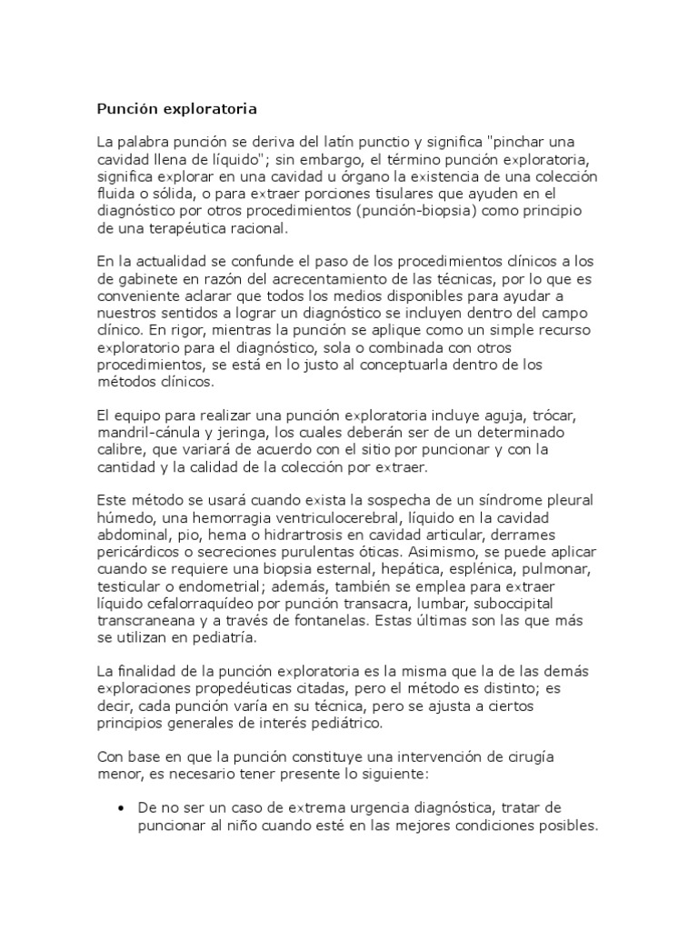 Punción Exploratoria en Pediatría | PDF | Alergia | Medicina