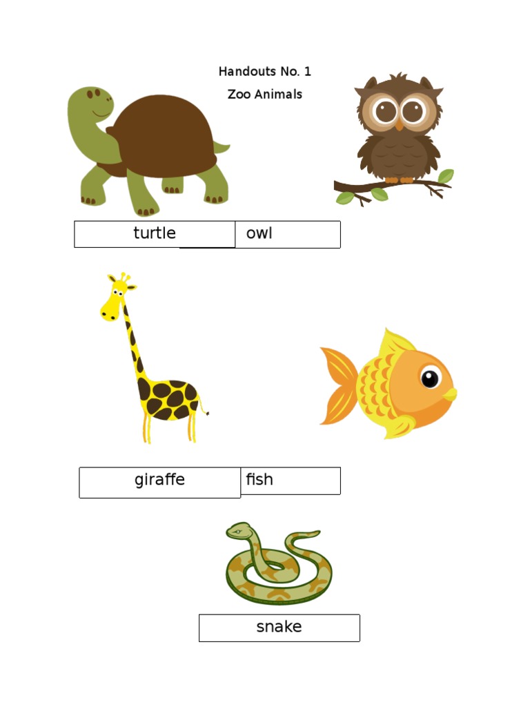 Handouts No 1 Zoo Animals | PDF