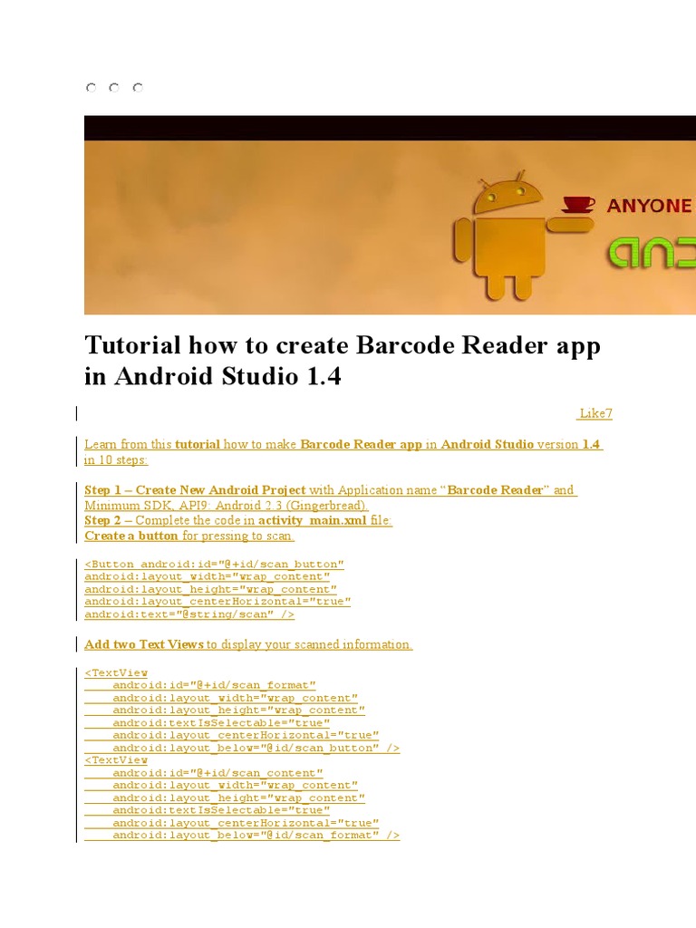 Tutorial How To Create Barcode Reader App in Android Studio 1 | PDF | Android (Operating System ...