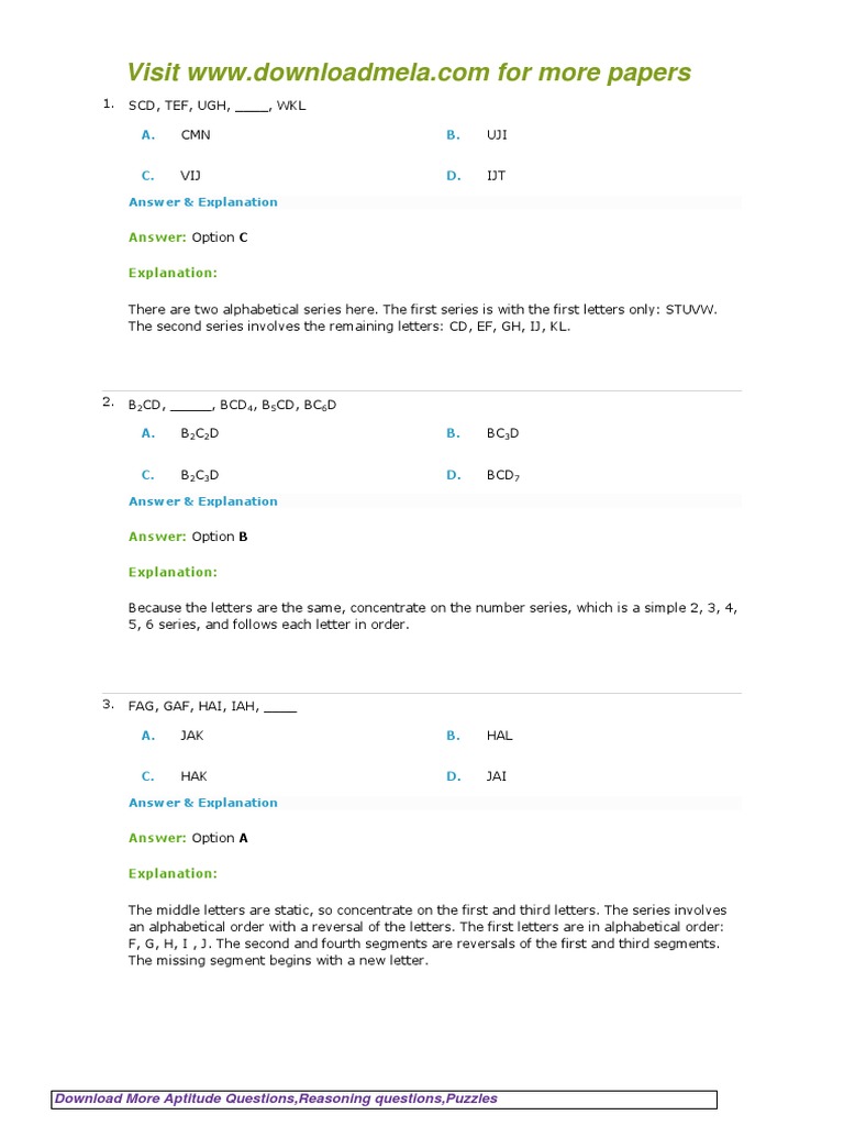 Letter and Symbol Series Questions and Answers | PDF | Single Player ...