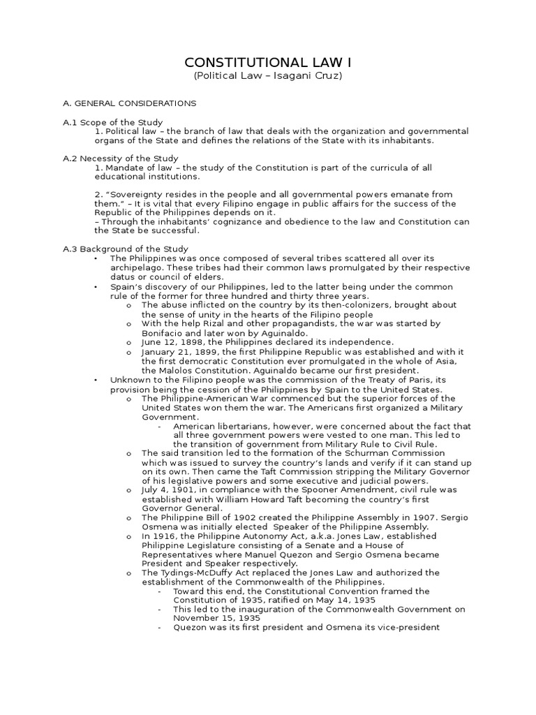 Constitutional Law I: (Political Law - Isagani Cruz) | Download Free PDF | Sovereignty ...