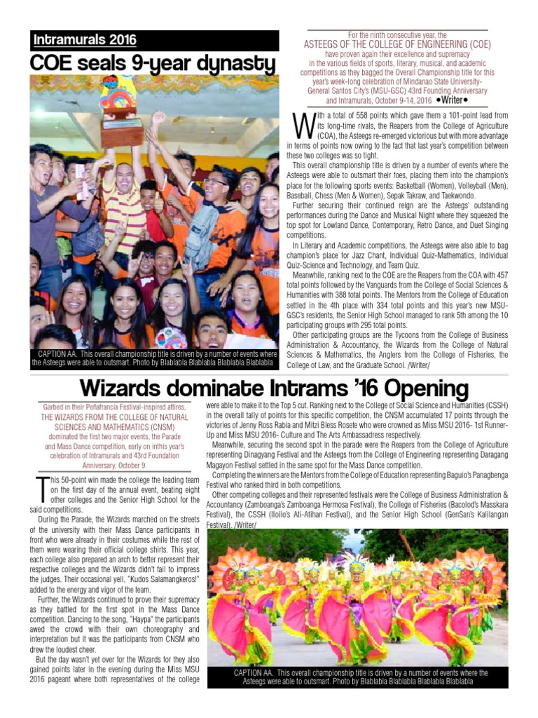 Intrams | PDF | Pitcher | Sports Rules And Regulations