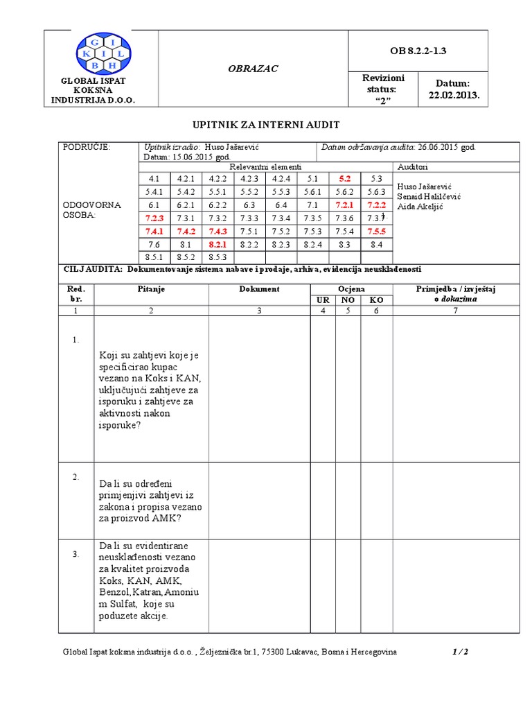 OB 8.2.2-1.3 Upitnik Za Interni Audit