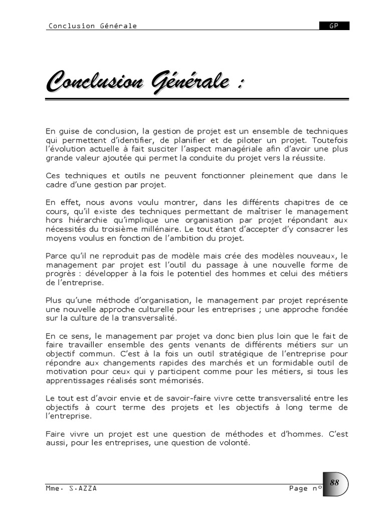 GP 06 Conclusion Generale | PDF