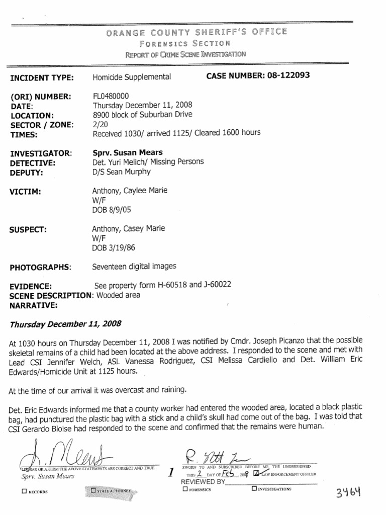 Casey Anthony Crime Scene Report | PDF