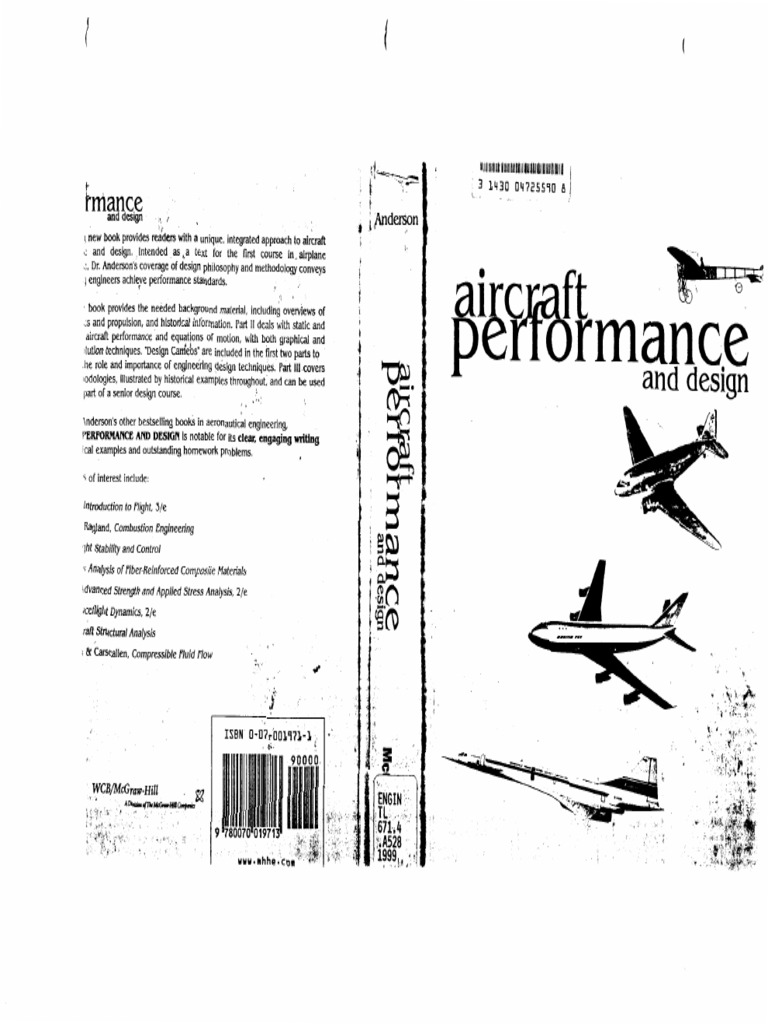 Aircraft Performance and Design Anderson Jr Part I and II | Airplane ...