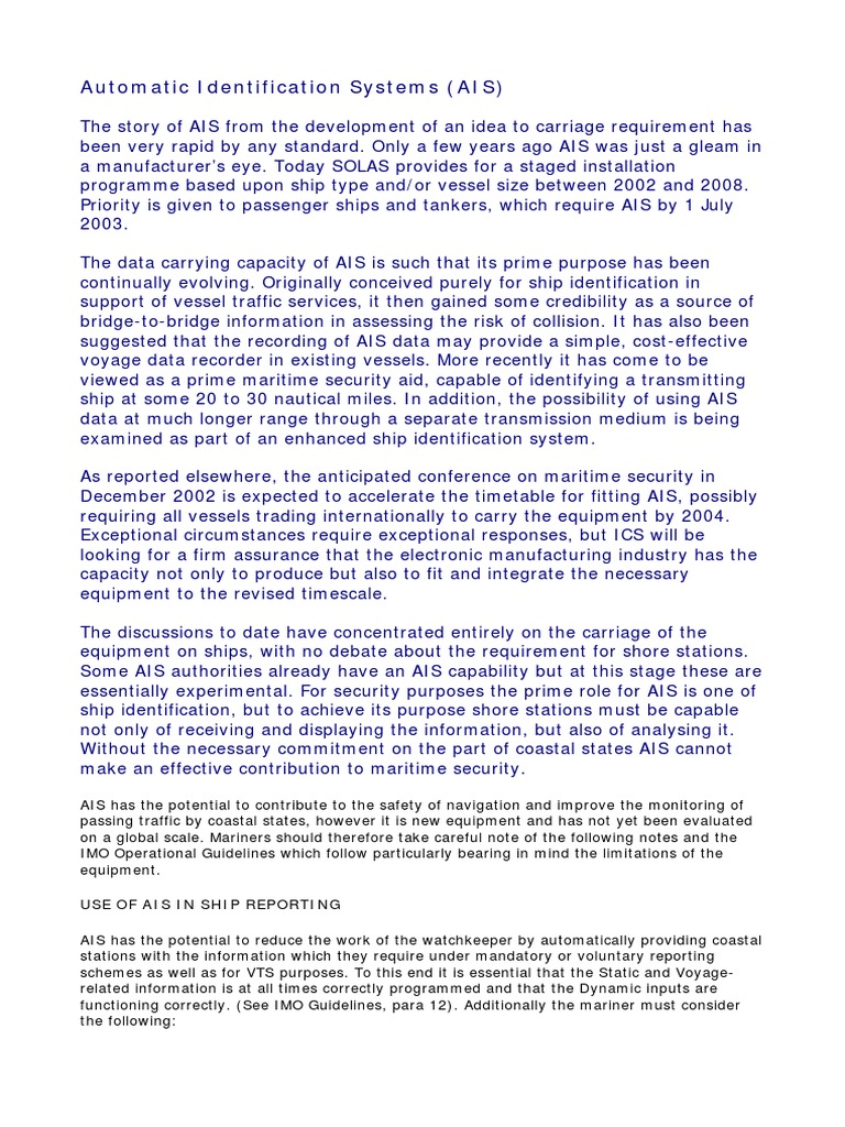 AIS Notes | PDF | Navigation | Ships
