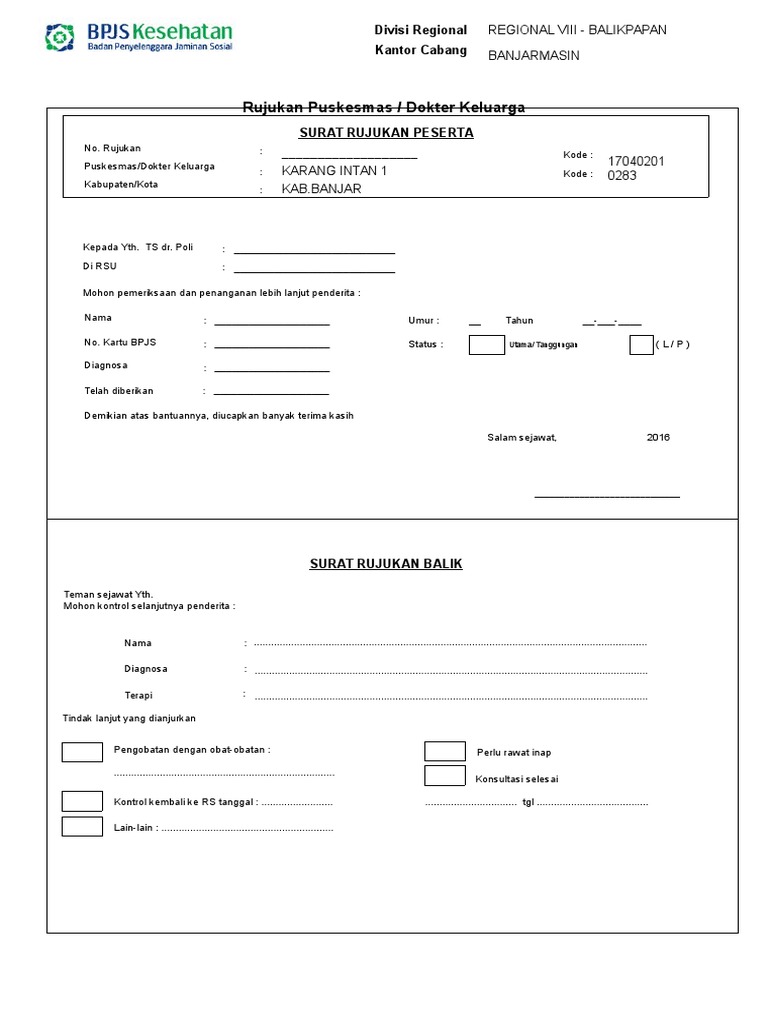 Surat Rujukan Bpjs Edit | PDF