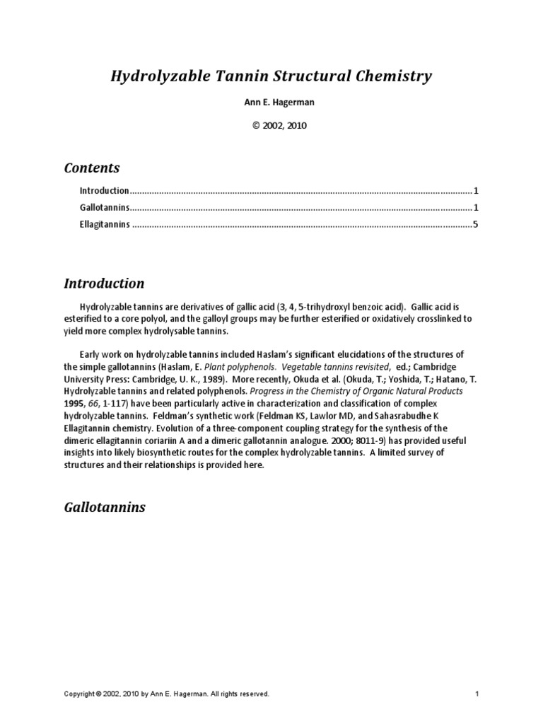 Hydrolyzable Tannin Structural Chemistry | PDF | Organic Chemistry | Chemistry