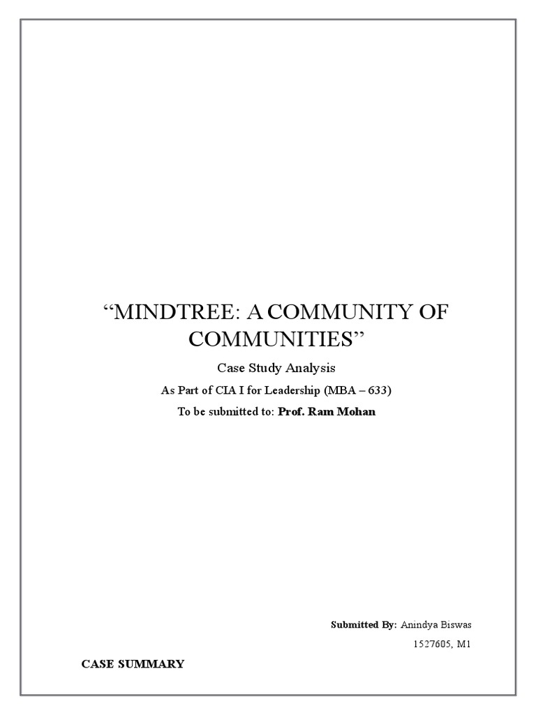 MINDTREE - Case Study Writeup | Download Free PDF | Leadership | Collaboration