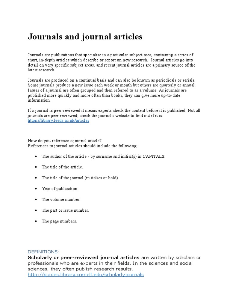 Understanding Journal Articles | PDF