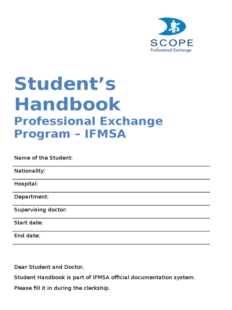 SCOPE Student's Handbook | PDF | Medical School | Non Governmental ...