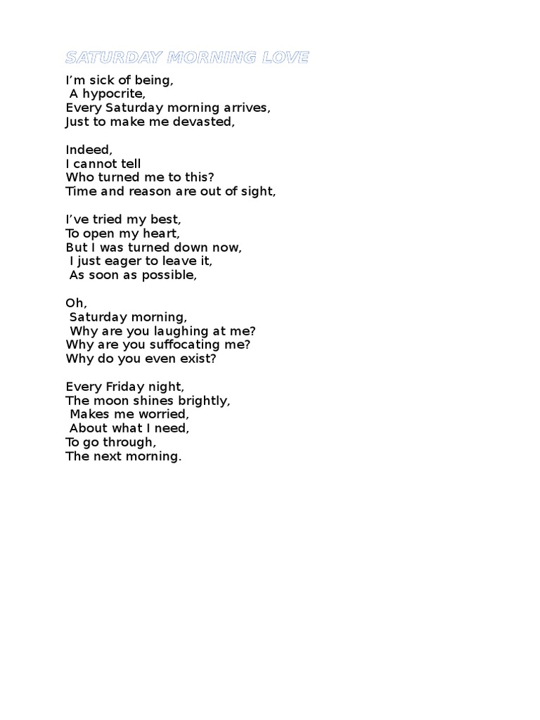 Saturday Morning Heartbreak Poem | PDF