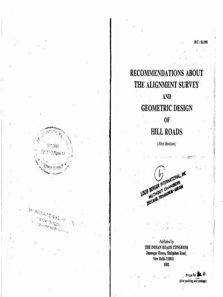 IRC 52-1981 Geometric Design of Hill Roads | PDF