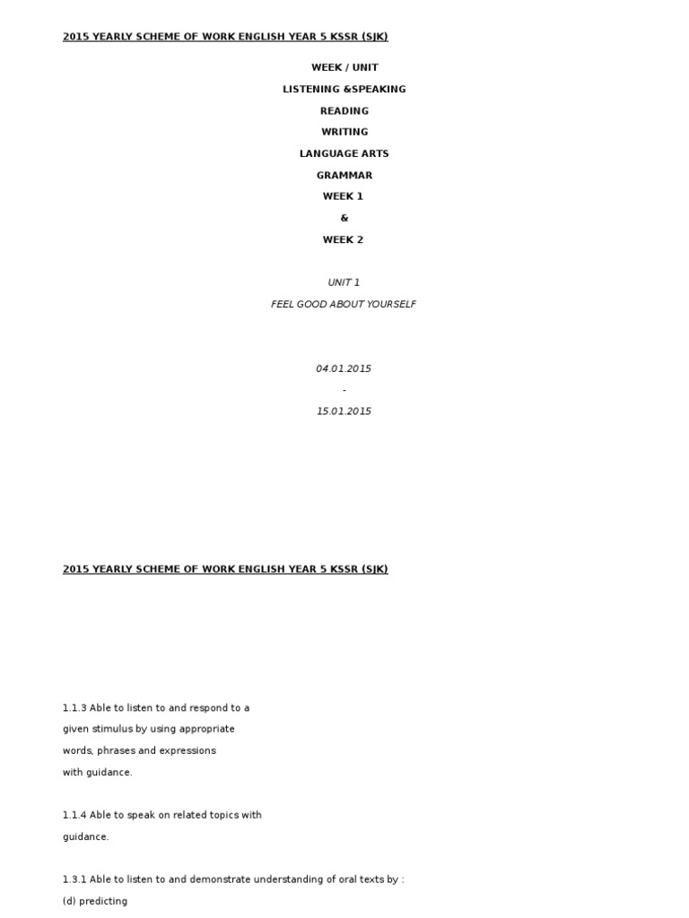 BI Year 5 Yearly Scheme of Work | PDF | English Language | Stress ...