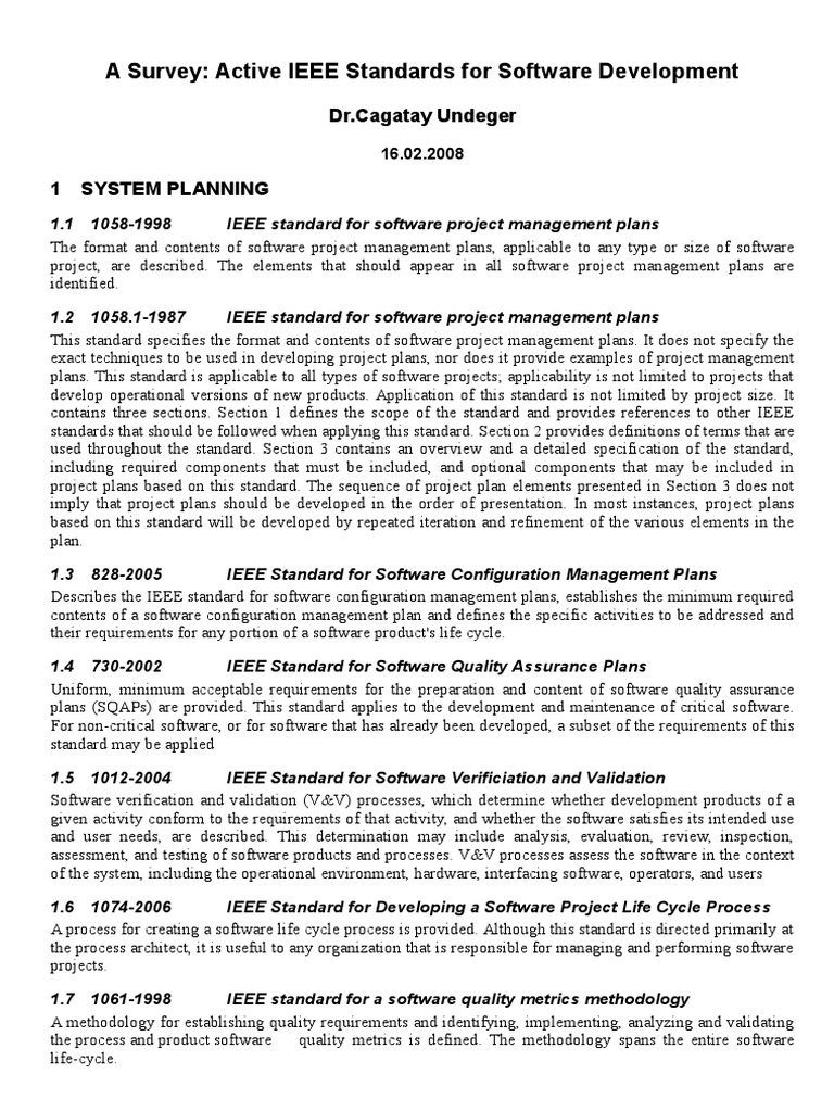 Active IEEE Standards For Software Development | PDF | Software Testing ...