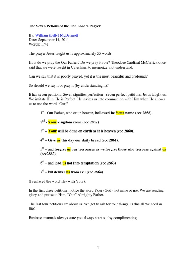 The Seven Petitions of The Lords Prayer | PDF | Teresa Of Ávila | Lord ...