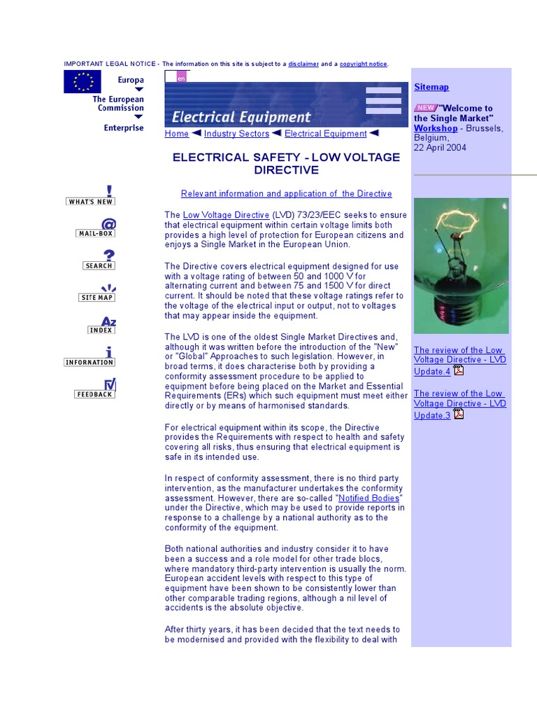 Electrical Safety - Low Voltage Directive: Home Industry Sectors ...