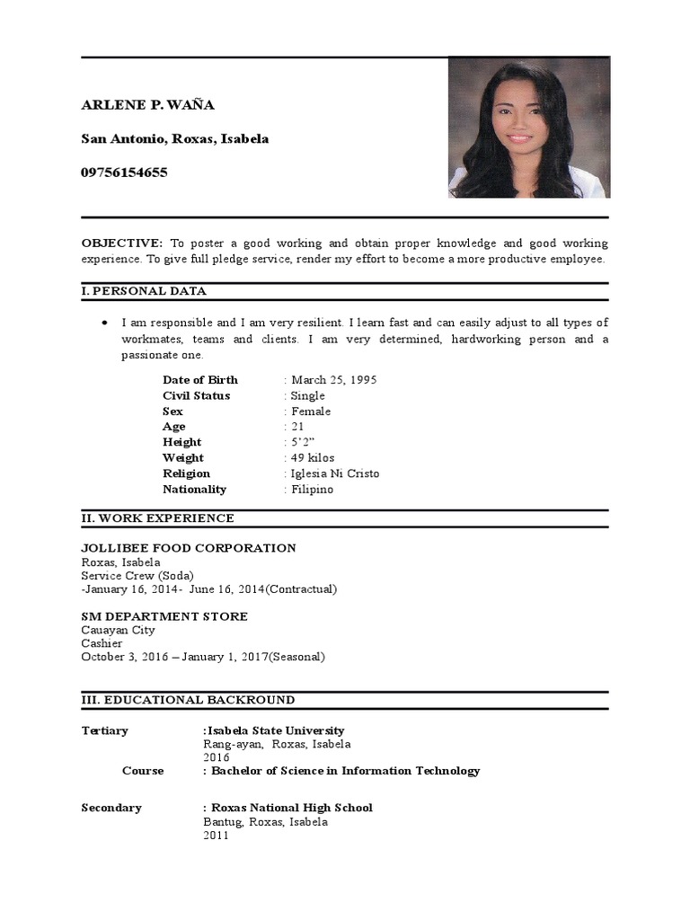 Arlene Resume | PDF