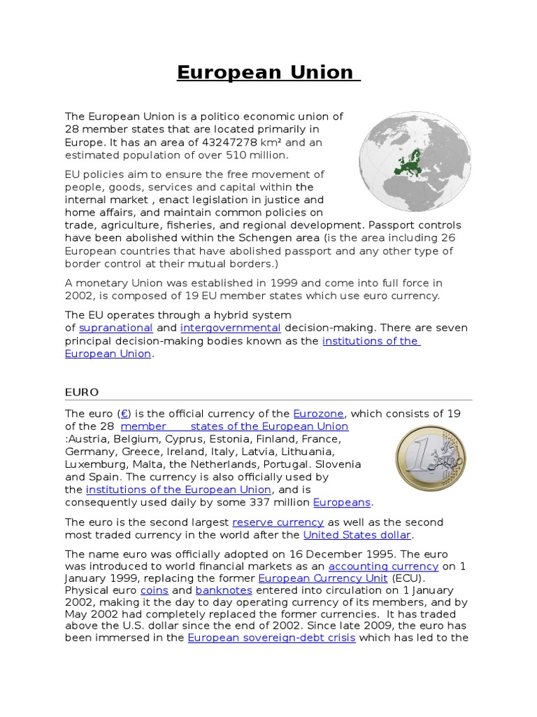 European Union Work | PDF | Euro | Brexit