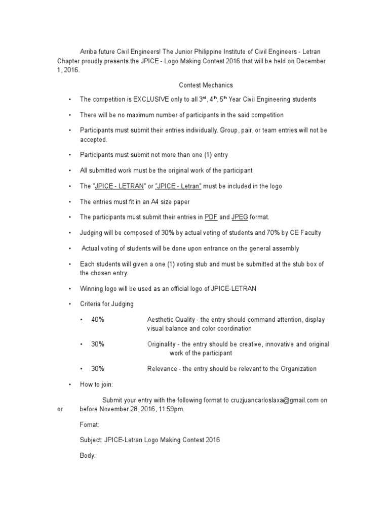 Logo Making Contest 2016 Mechnics, Guidelines, Criteria For Judging | PDF