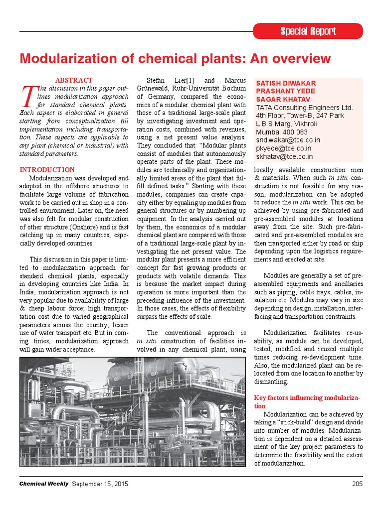 Modularization in Chemical Plants | PDF | Modularity | Pipe (Fluid ...