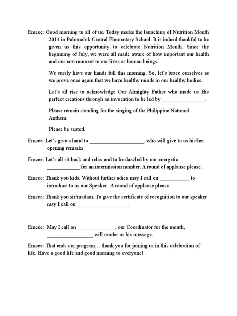 Emcee Script Pdf