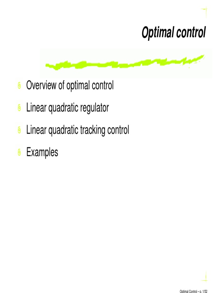 Optimal Control | PDF | Optimal Control | Loss Function