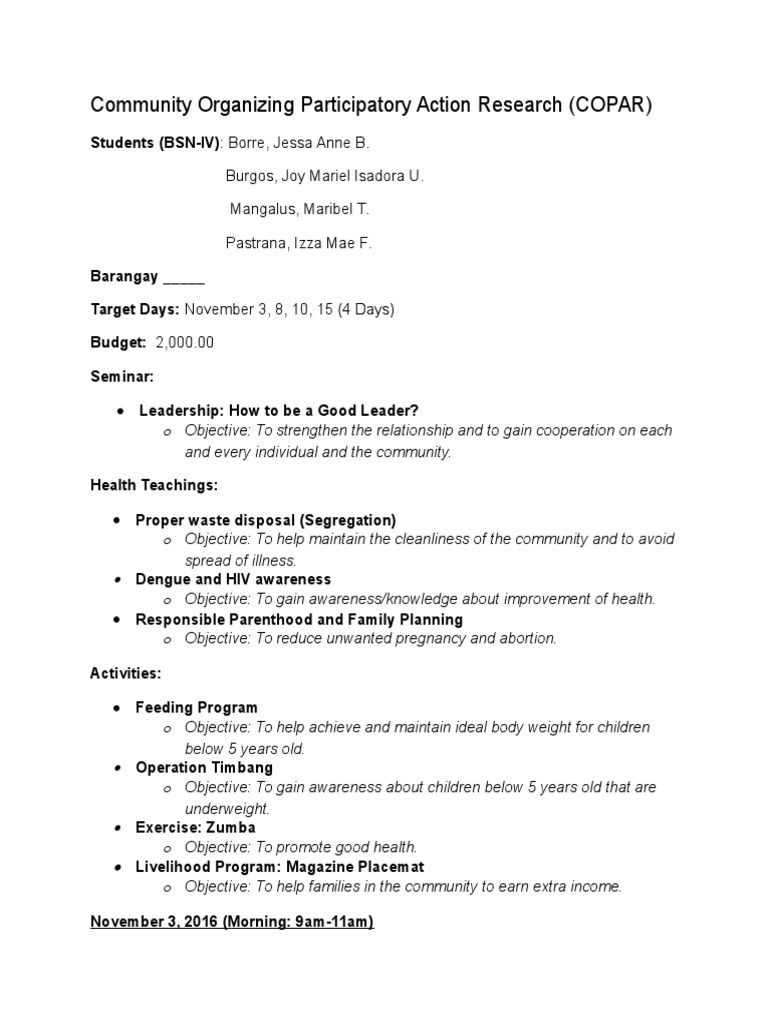 Copar Proposal | PDF | Parenting | Relationships