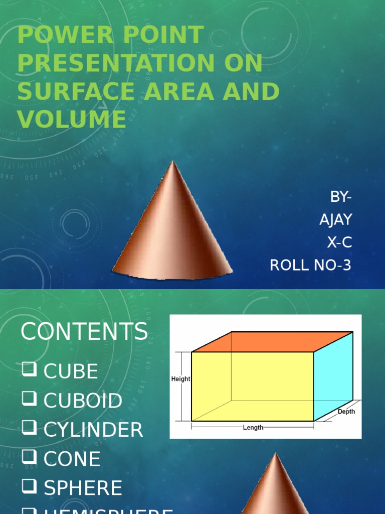 Power Point Presentation On Surface Area And: BY-Ajay X-C Roll No-3 | PDF