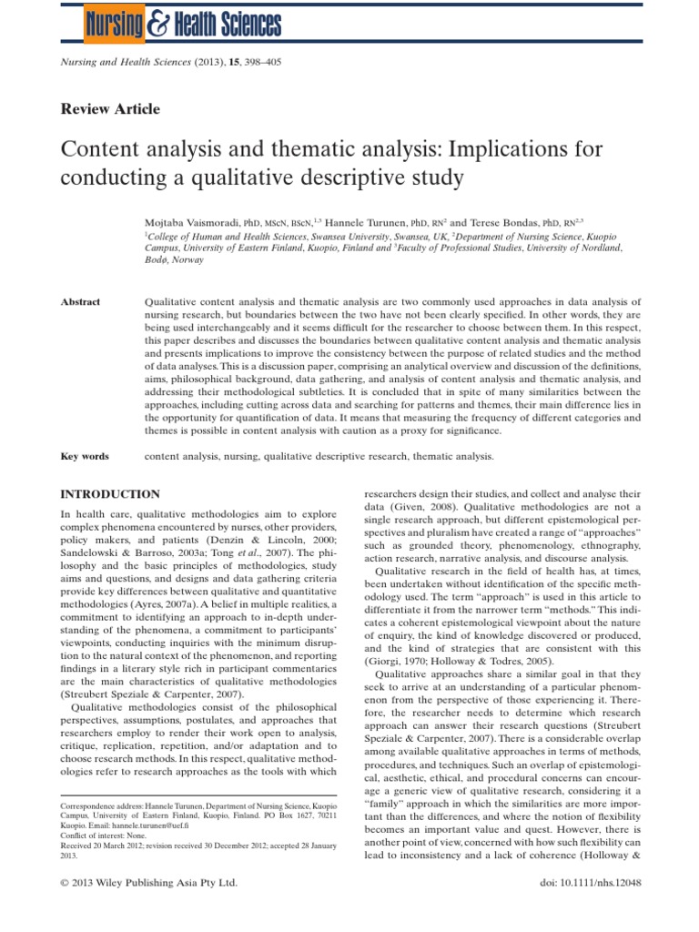 Content Analysis and Thematic Analysis PDF | Download Free PDF ...