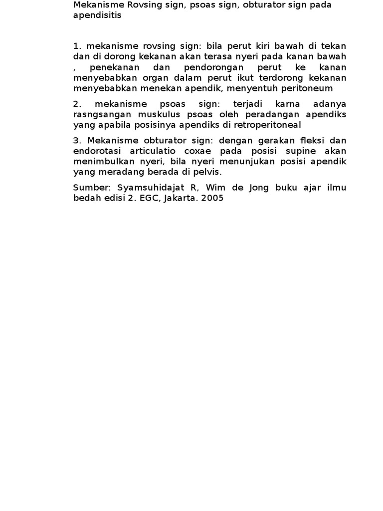 Mekanisme Rovsing Sign | PDF