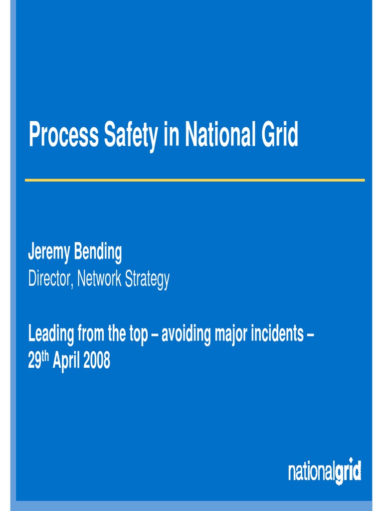Process Safety in National Grid: Jeremy Bending | PDF | Electrical Grid ...