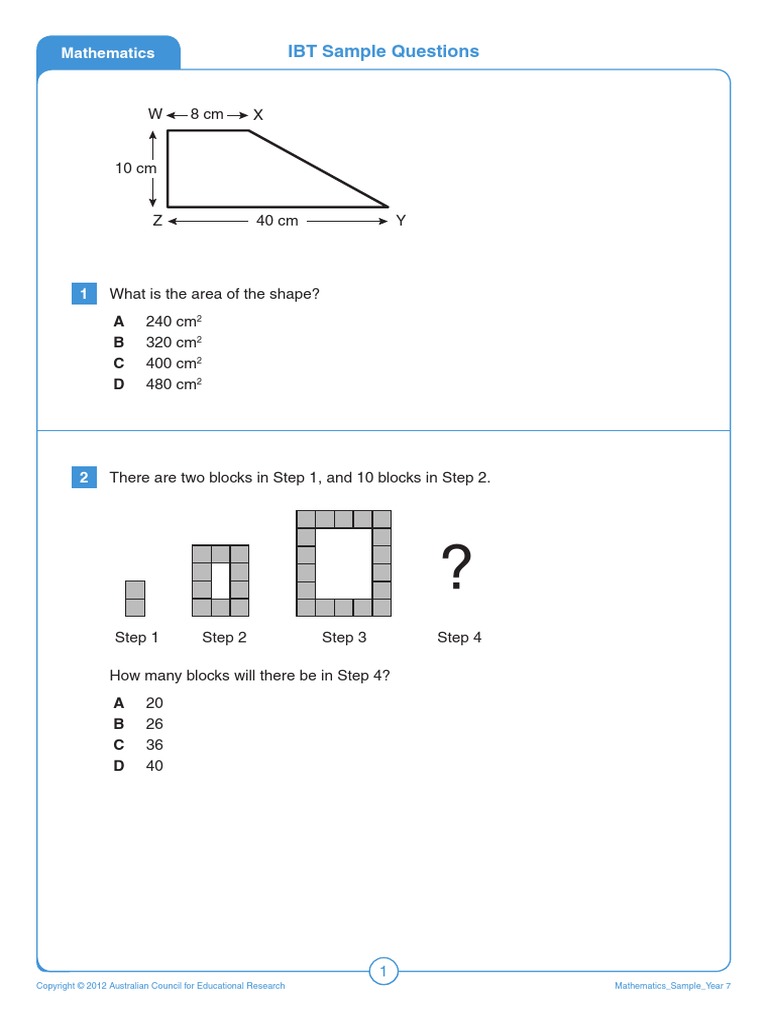 IBT Sample Questions: 8 CM W X | PDF
