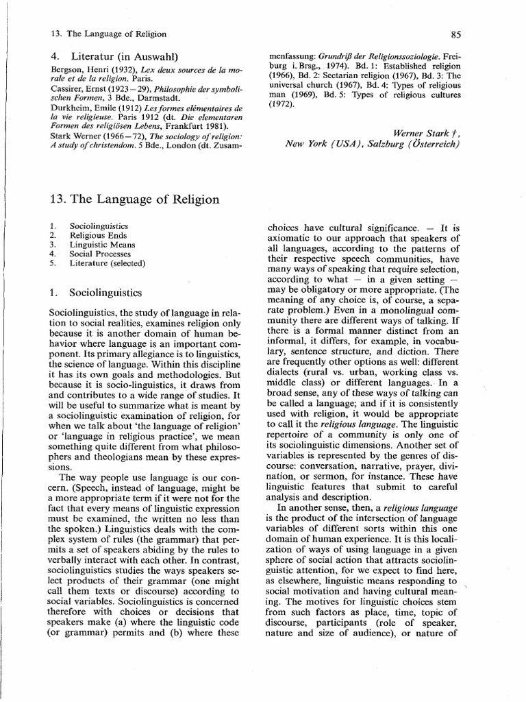 094 - The Language of Religion - Sociolinguistics (HSK) v3.1 | PDF ...