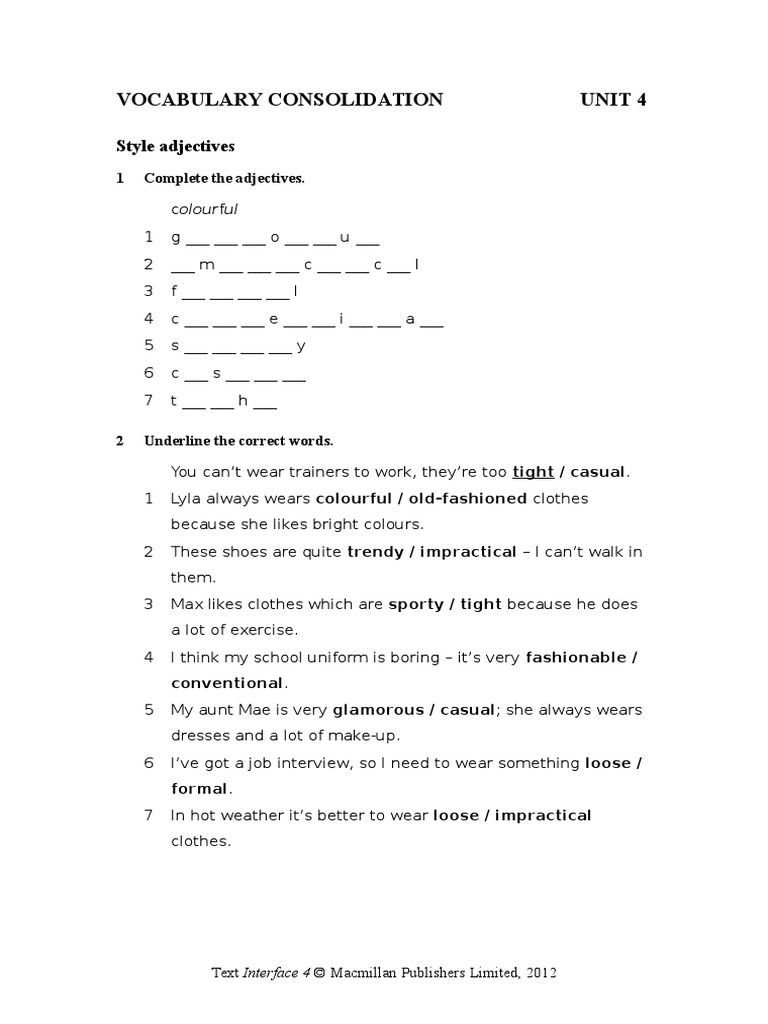 4º Vocabulary Unit 4 | PDF | Sneakers | Clothing