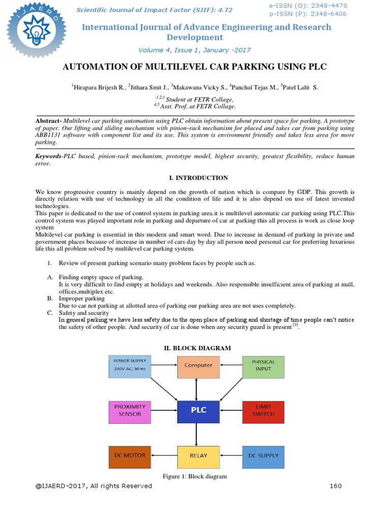 Automation of Multilevel Car Parking Using Plc-Ijaerdv04i0174935 | PDF ...