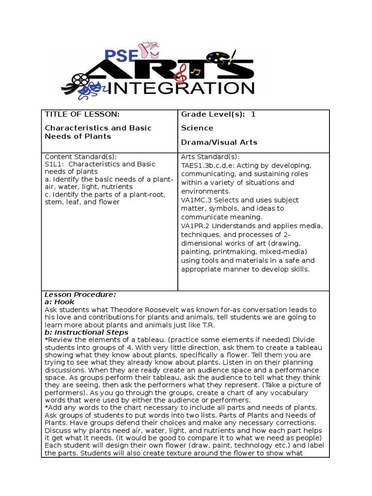 Plant Needs and Characteristics Lesson | PDF